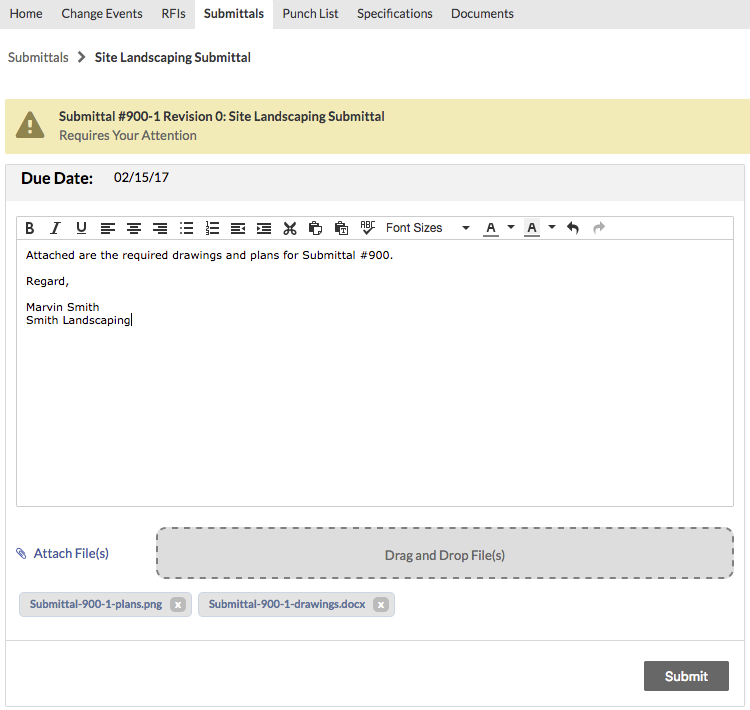 Cargar y enviar un submittal - Procore